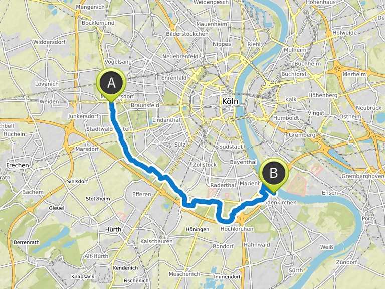 085: Köln Grüngürtel: Müngersdorf - Rodenkirchen | hike | Komoot