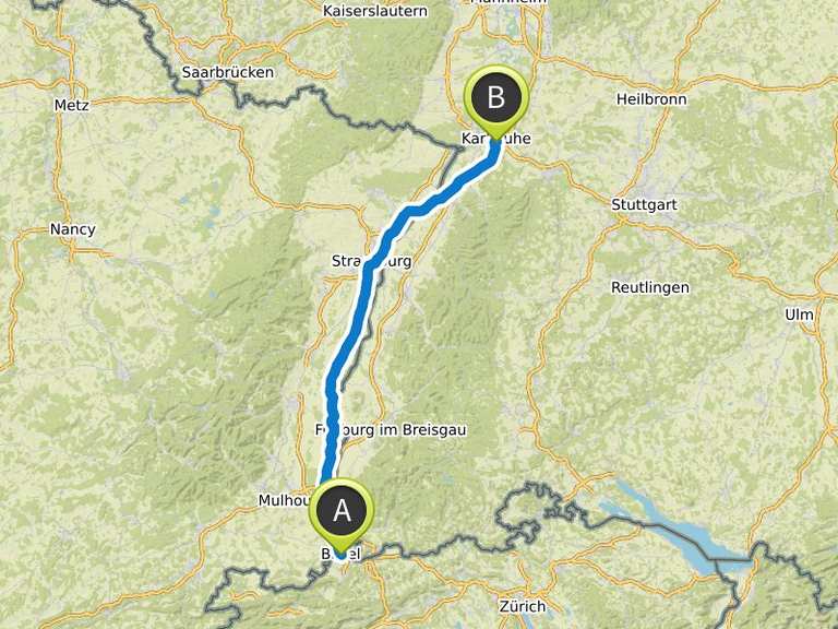 Rheinradweg Basel- Karlsruhe (Frankreich) | Fahrradtour | Komoot