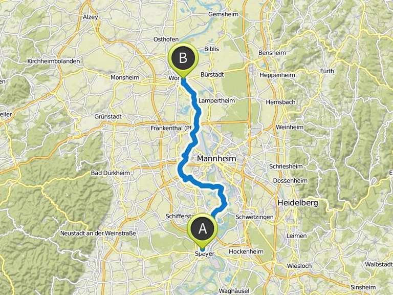 Rheinradweg Speyer - Worms 5. Teil | Fahrradtour | Komoot